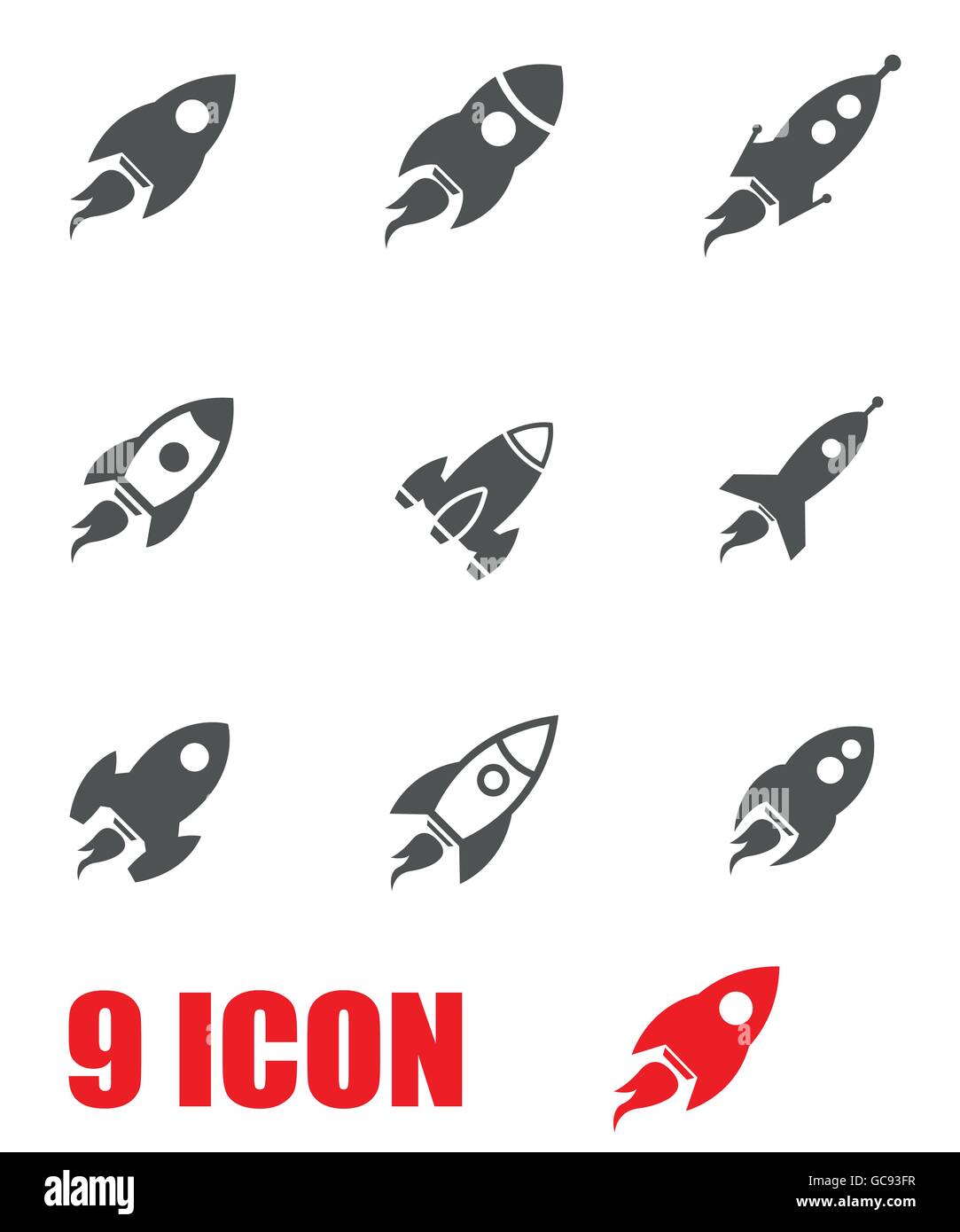 Vector grey rocket icon set Stock Vector Image & Art - Alamy