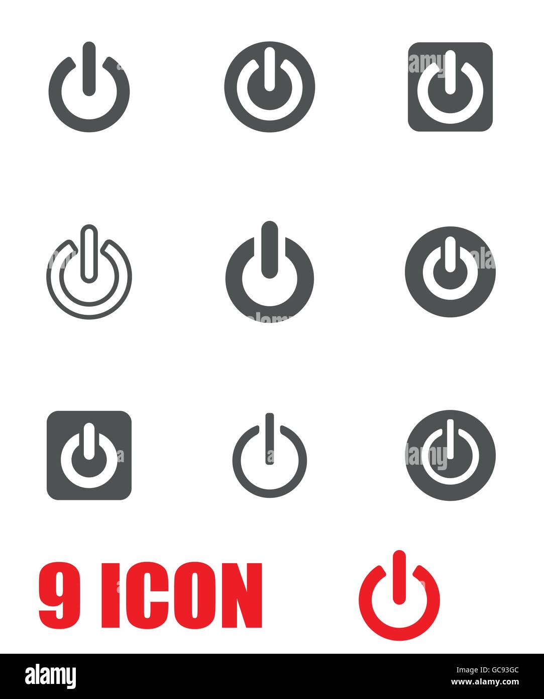 Vector black shut down icon set Stock Vector Image & Art - Alamy