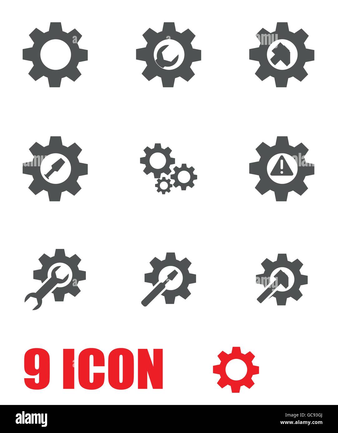 Vector grey tools in gear icon set Stock Vector Image & Art - Alamy