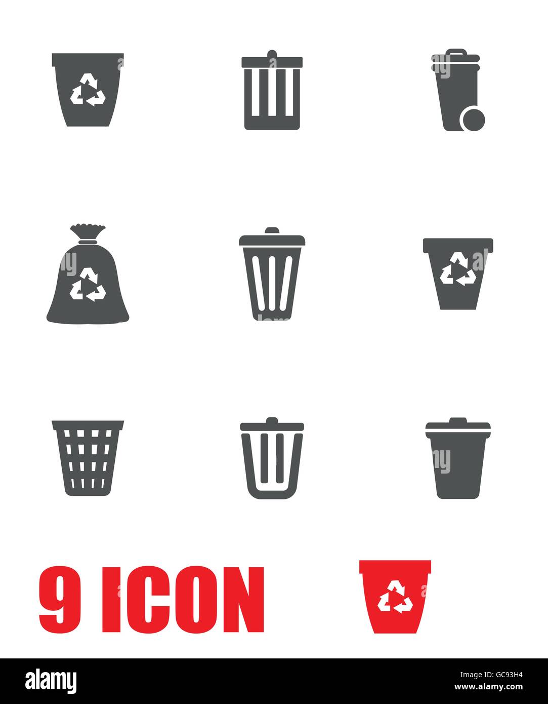 Vector grey trash can icon set Stock Vector Image & Art - Alamy