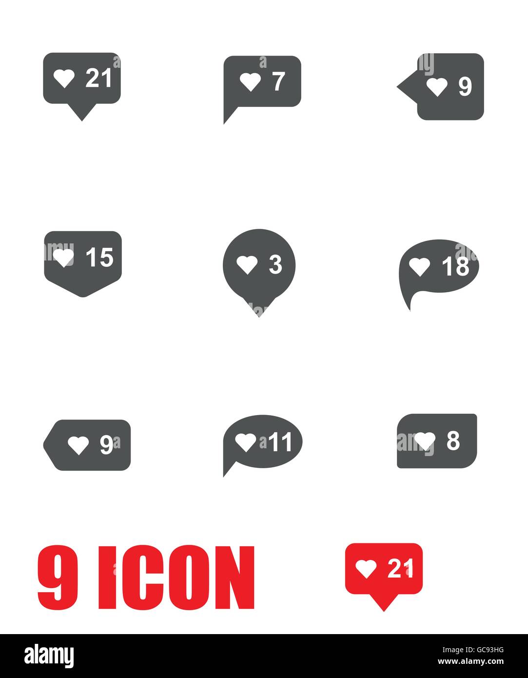 Vector grey like counter icon set Stock Vector Image & Art - Alamy