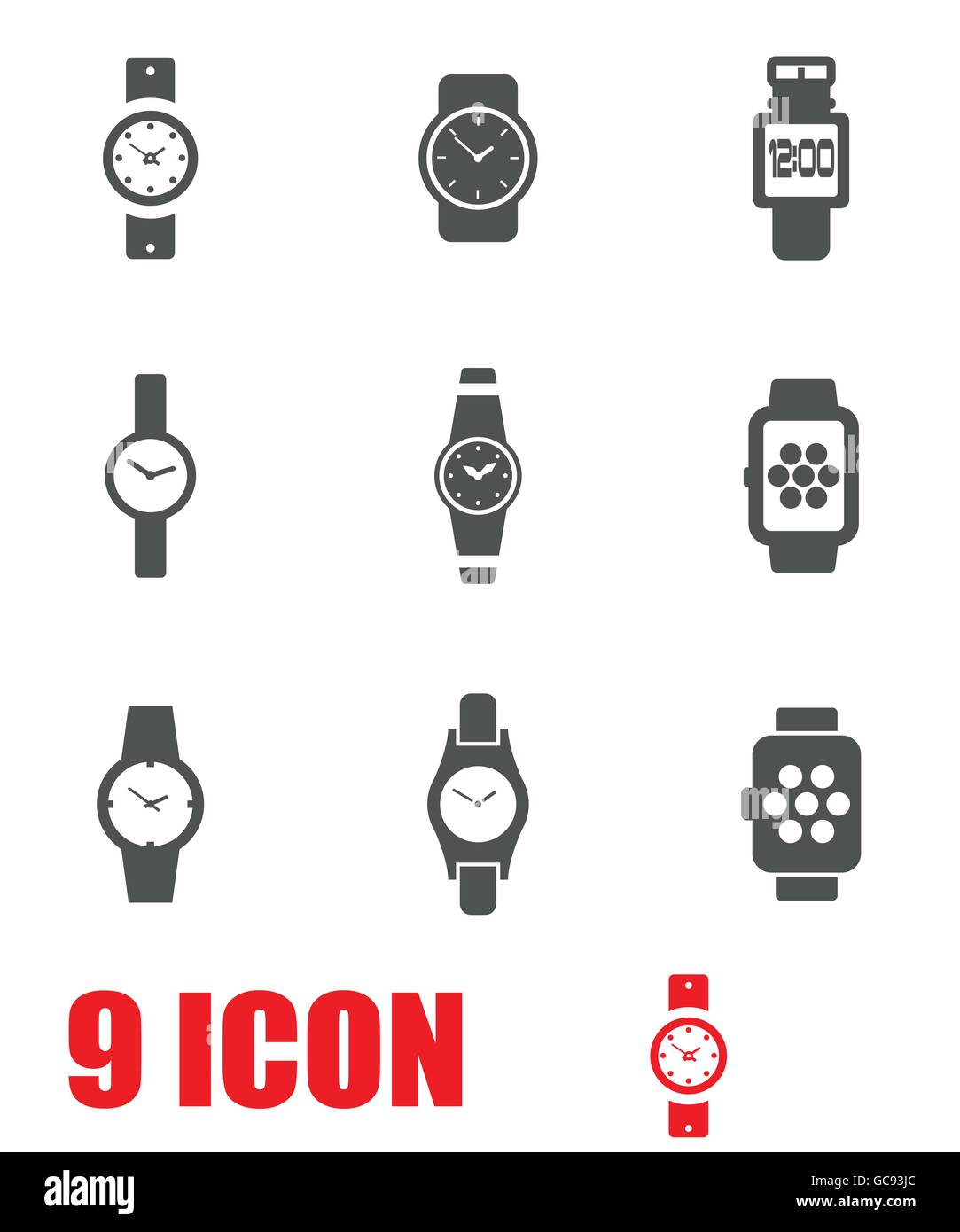 Vector grey wristwatch icon set Stock Vector Image & Art - Alamy