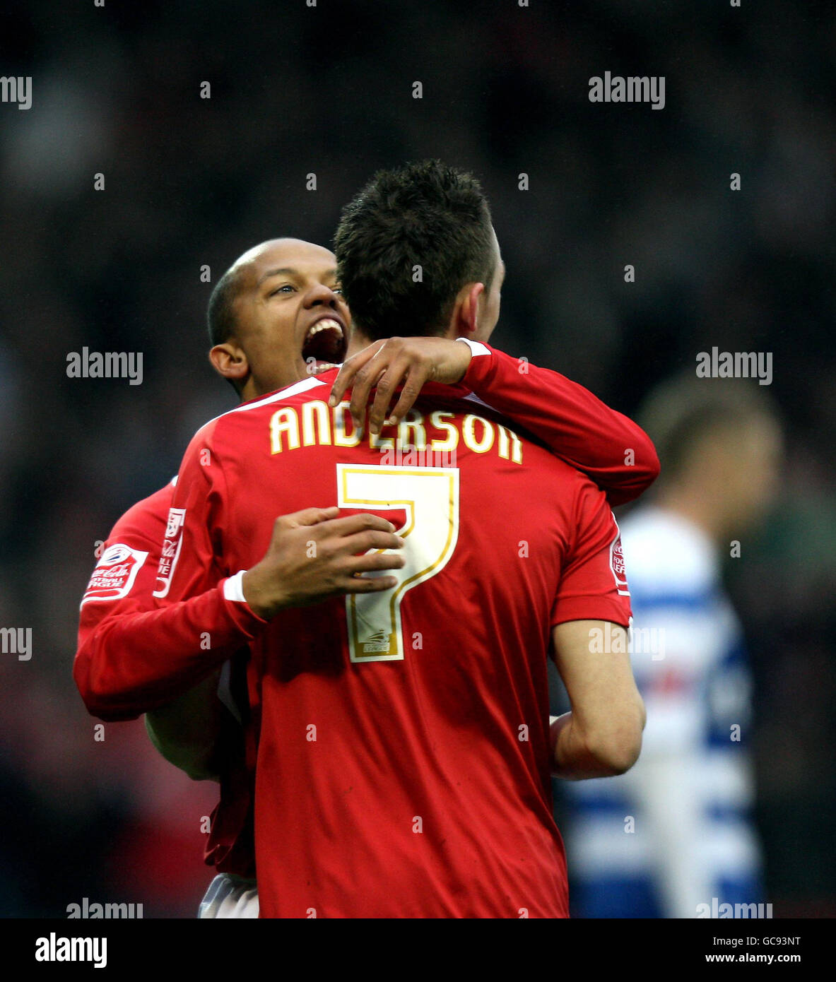Nottingham Forest's Robert Earnshaw congratulates goalscorer Paul ...