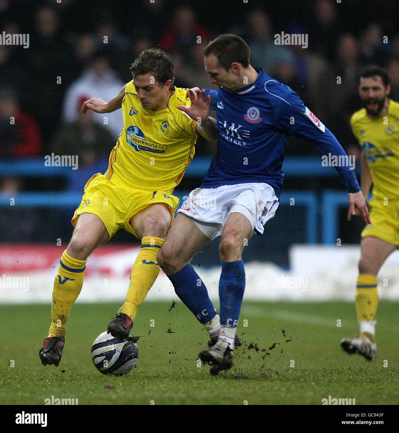 Chesterfield's Mark Allot (right) and Torquay's Lee Mansell during the ...