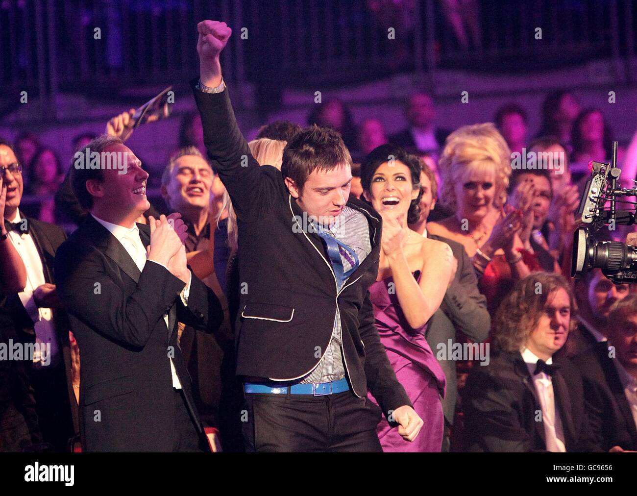 Craig Gazey celebrates winning the award for Best Newcomerduring the ...