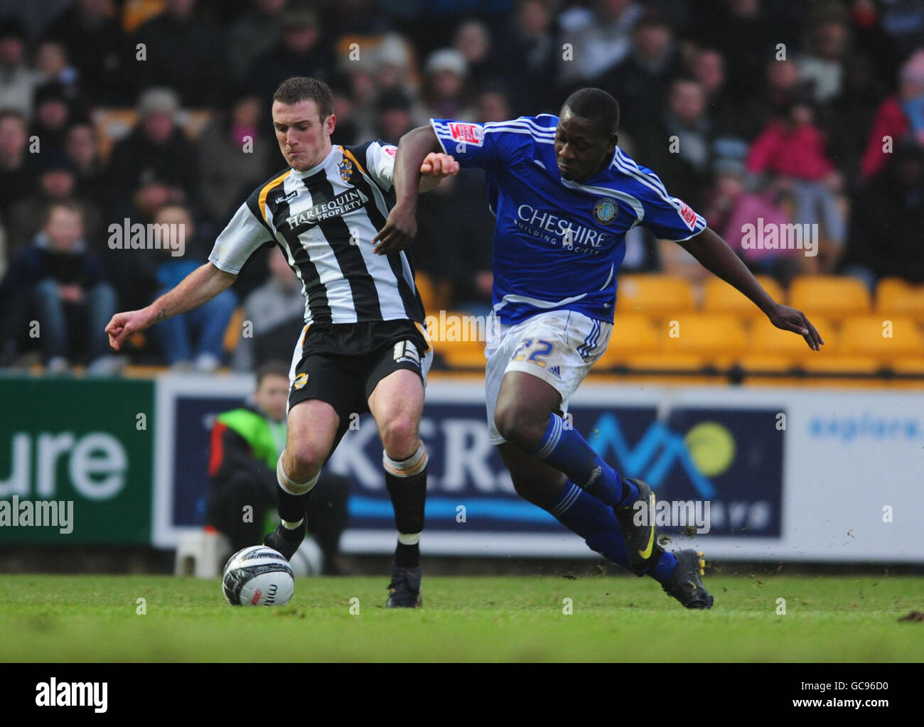 Port Vale's Lee Collins (left) and Macclesfield Town's Ricky Sappleton ...