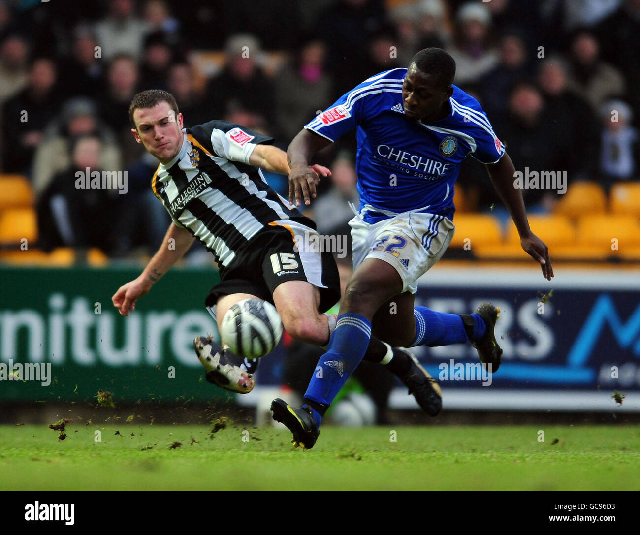 Port Vale's Lee Collins (left) and Macclesfield Town's Ricky Sappleton ...