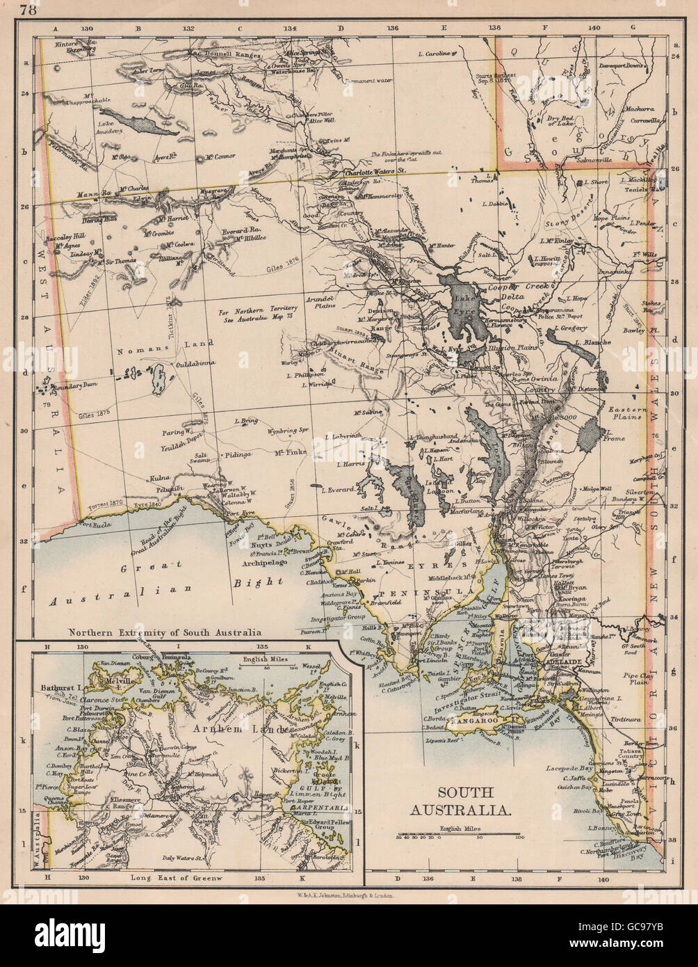 SOUTH AUSTRALIA.Explorers routes Sturt Giles Elder Forrest Tictkins ...