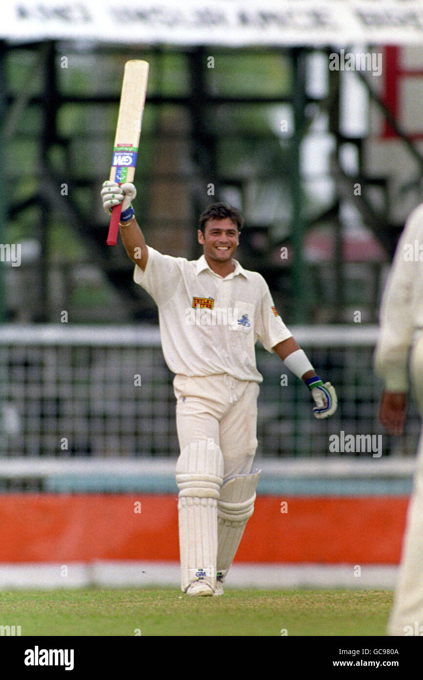 ENGLAND'S MARK RAMPRAKASH CELEBRATES HIS CENTURY AGAINST THE PRESIDENT ...