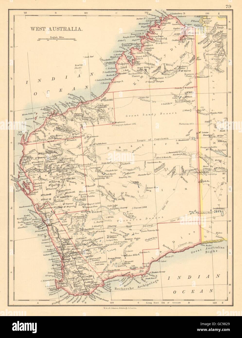 WEST AUSTRALIA.Goldfields Explorers route Giles Forrest Warburton Roe ...