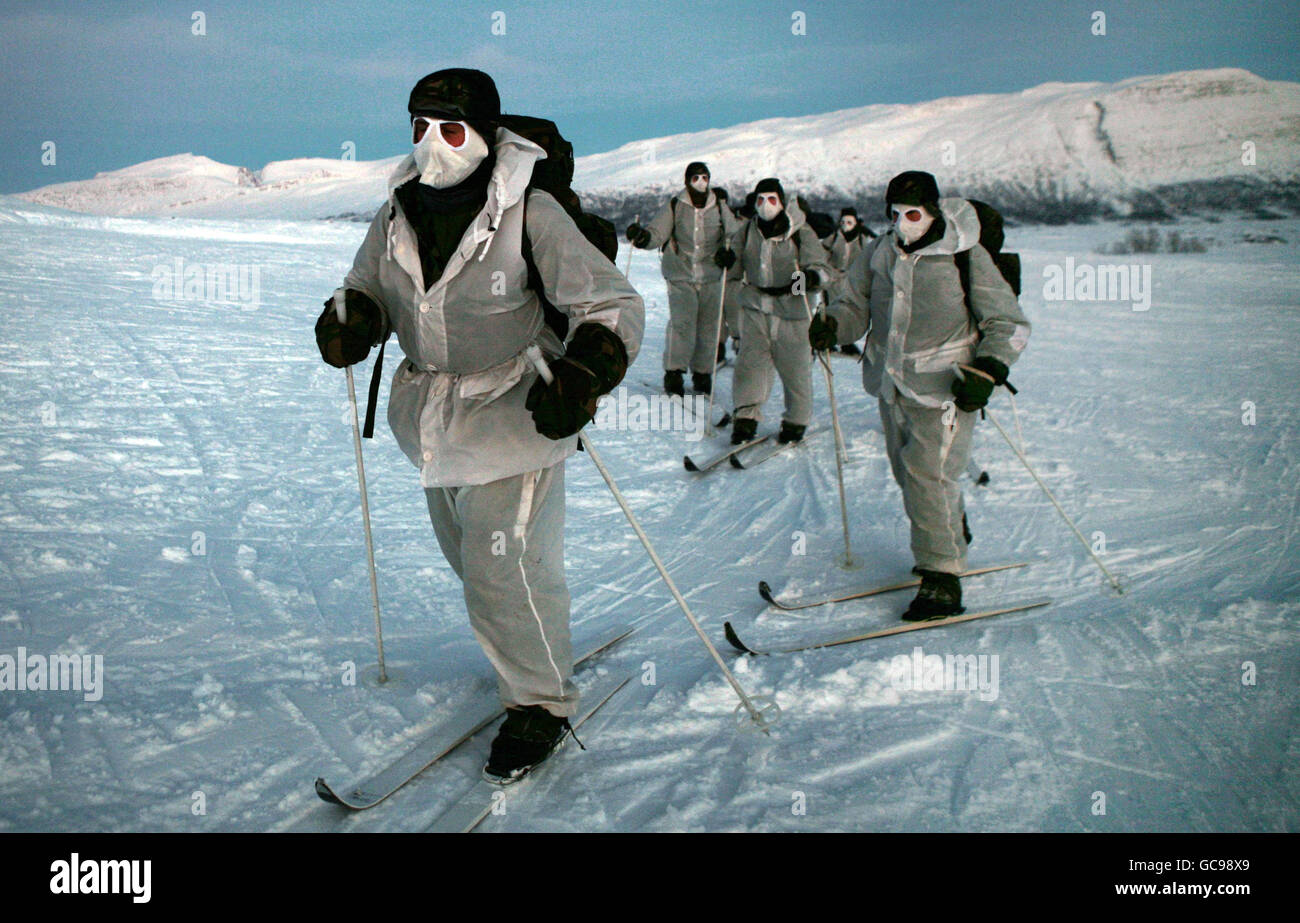 Royal Marines from 45 Commando during a ten week winter warfare ...