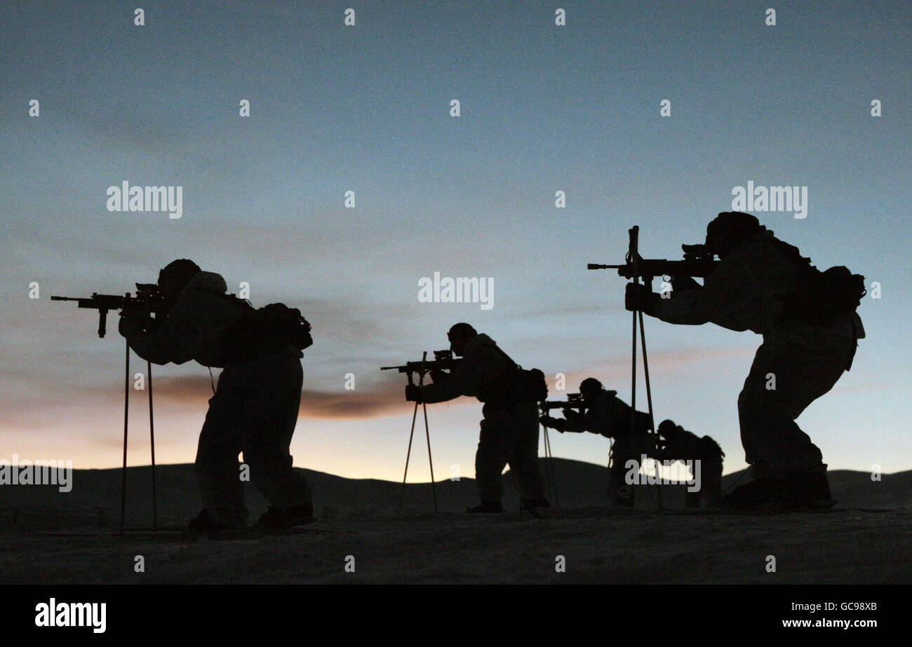 Royal Marines from 45 Commando during a ten week winter warfare ...