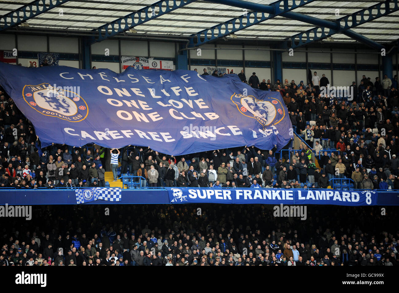 Chelsea fans hold banner in stands hi-res stock photography and images ...