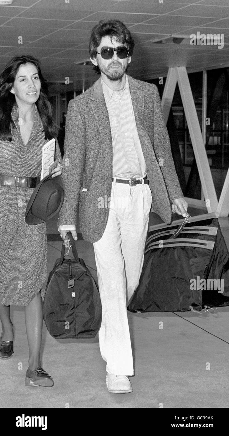 Former Beatle George Harrison and his Mexican wife Olivia at Heathrow ...
