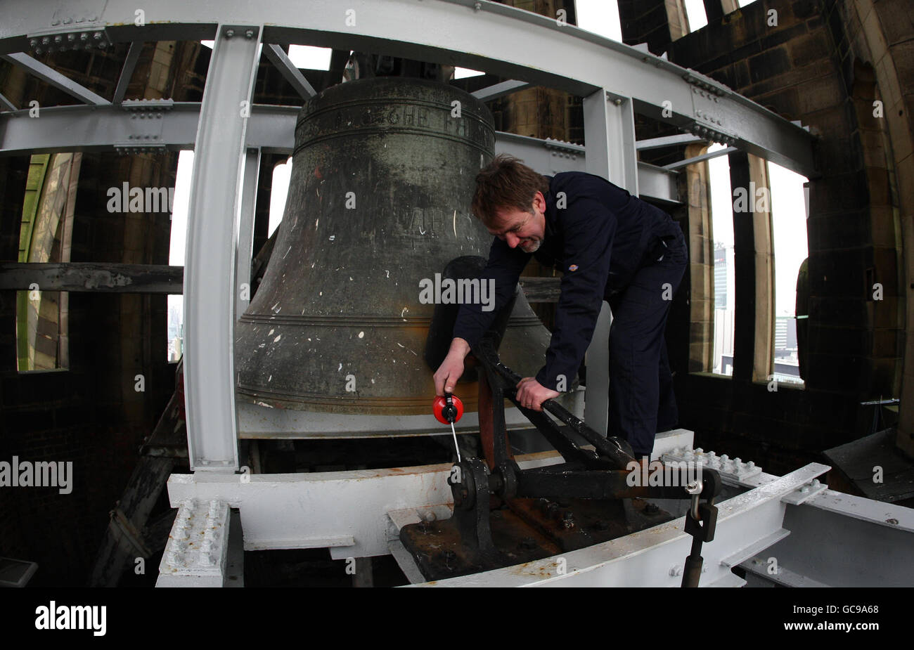 Manchester Town Hall clock maintenance Stock Photo - Alamy