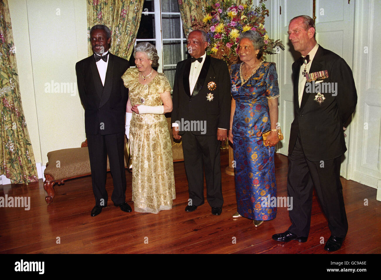 Queen Elizabeth II with the Duke of Edinburgh, Jamaican Prime Minister ...