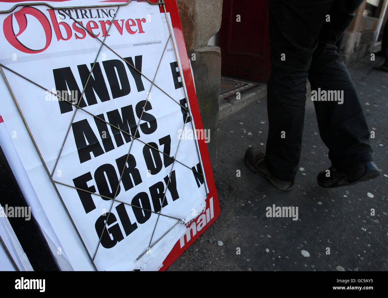 A local newspaper headline stand in Dunblane High Street as the town ...