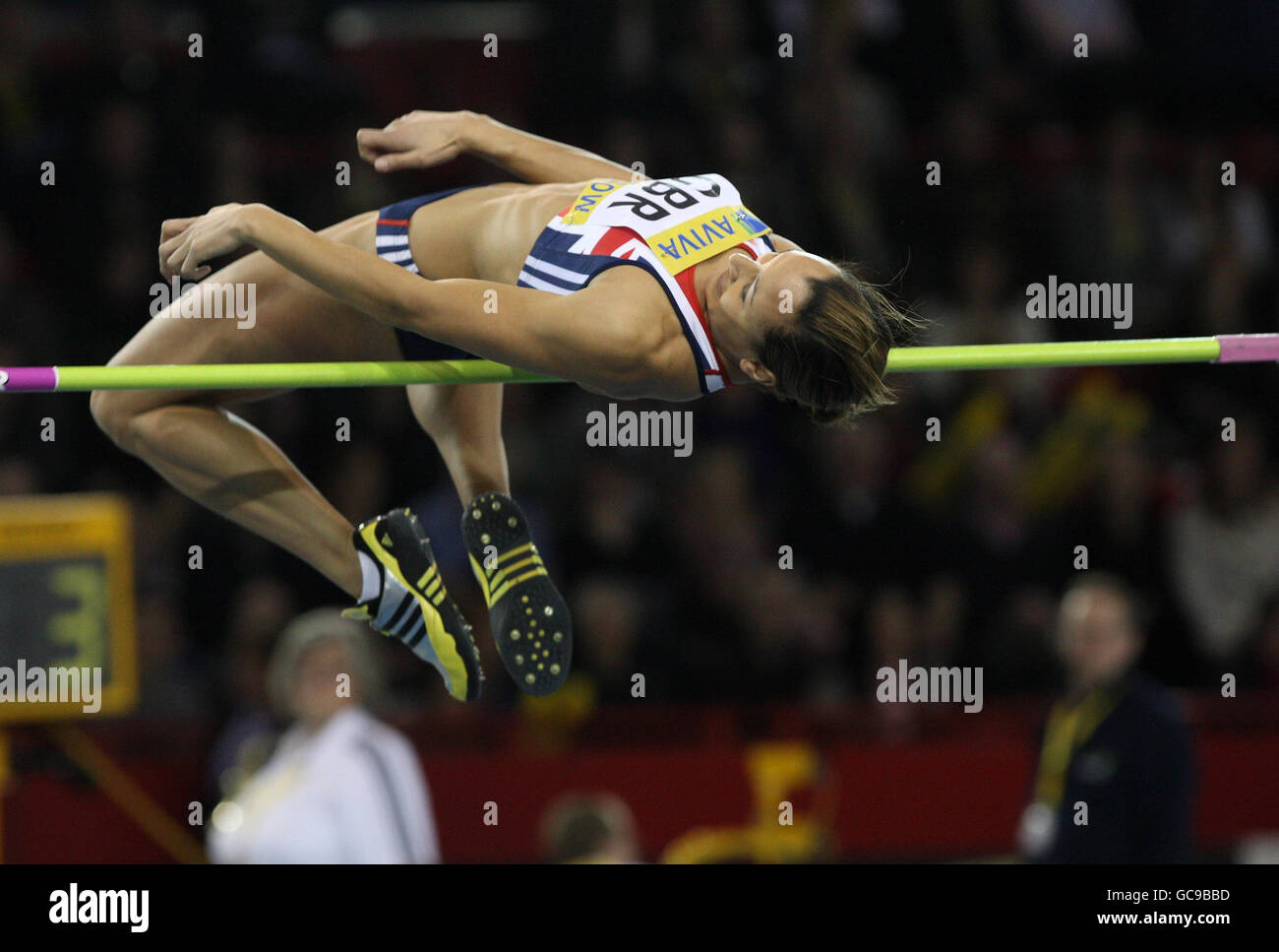 Great Britain's Jessica Ennis on her way to second place in the women's ...