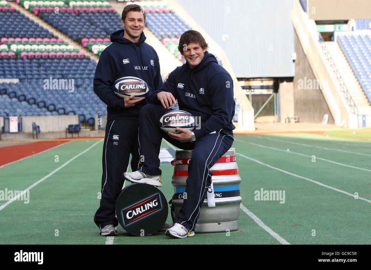 Scotland's Ross Ford and Chris Cusiter (left) pose as Carling are ...