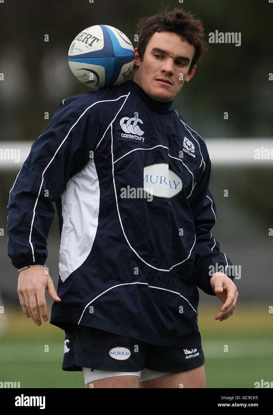 Scotlands max evans training session murrayfield hi-res stock ...