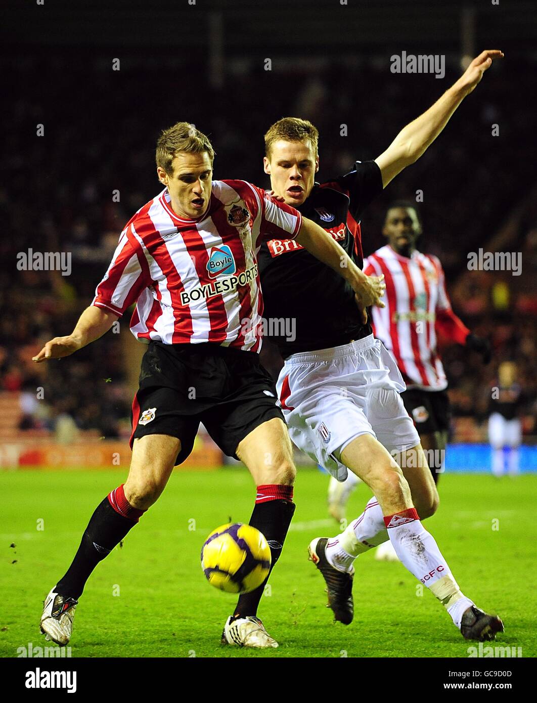 Sunderland's Matthew Kilgallon (left) and Sunderland's Ryan Shawcross ...