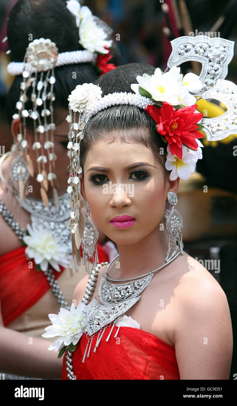 Thai Dance at the Bun Bang Fai Festival or Rocket Festival in the City ...