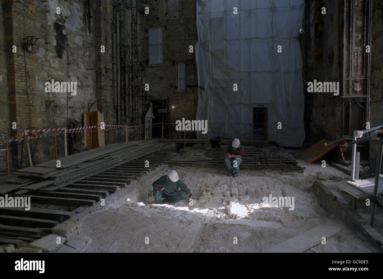 Archaeologist Lucy Wheeler (front) and Peter Reeves at work in St ...