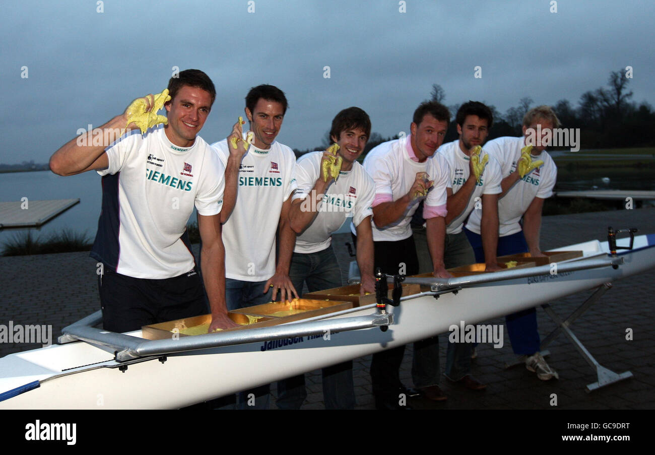 Olympic rowers Pete Reed, Mark Hunter, Zac Purchase, Steve Williams ...