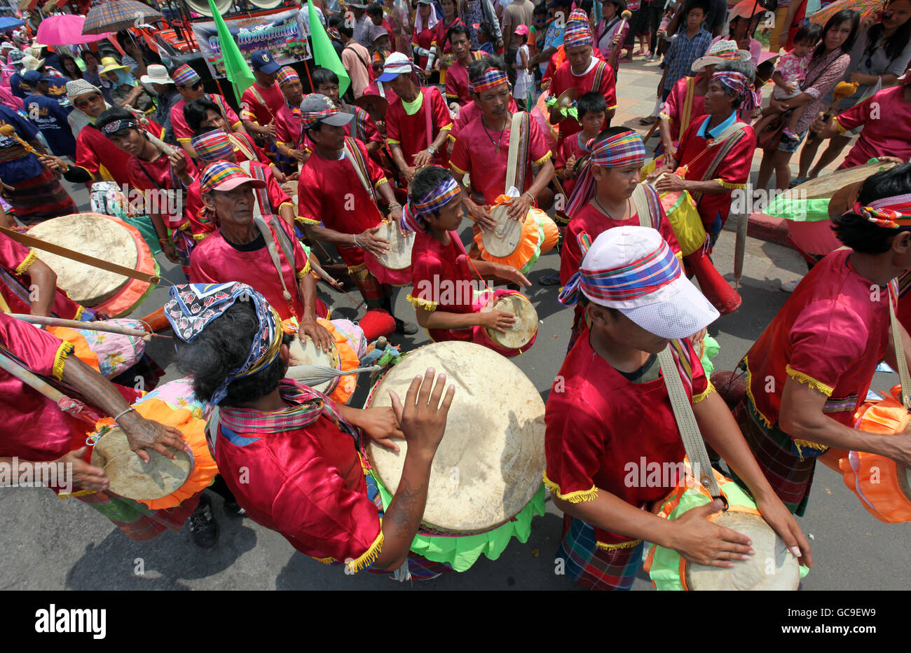 People at the Bun Bang Fai Festival or Rocket Festival in the City of ...