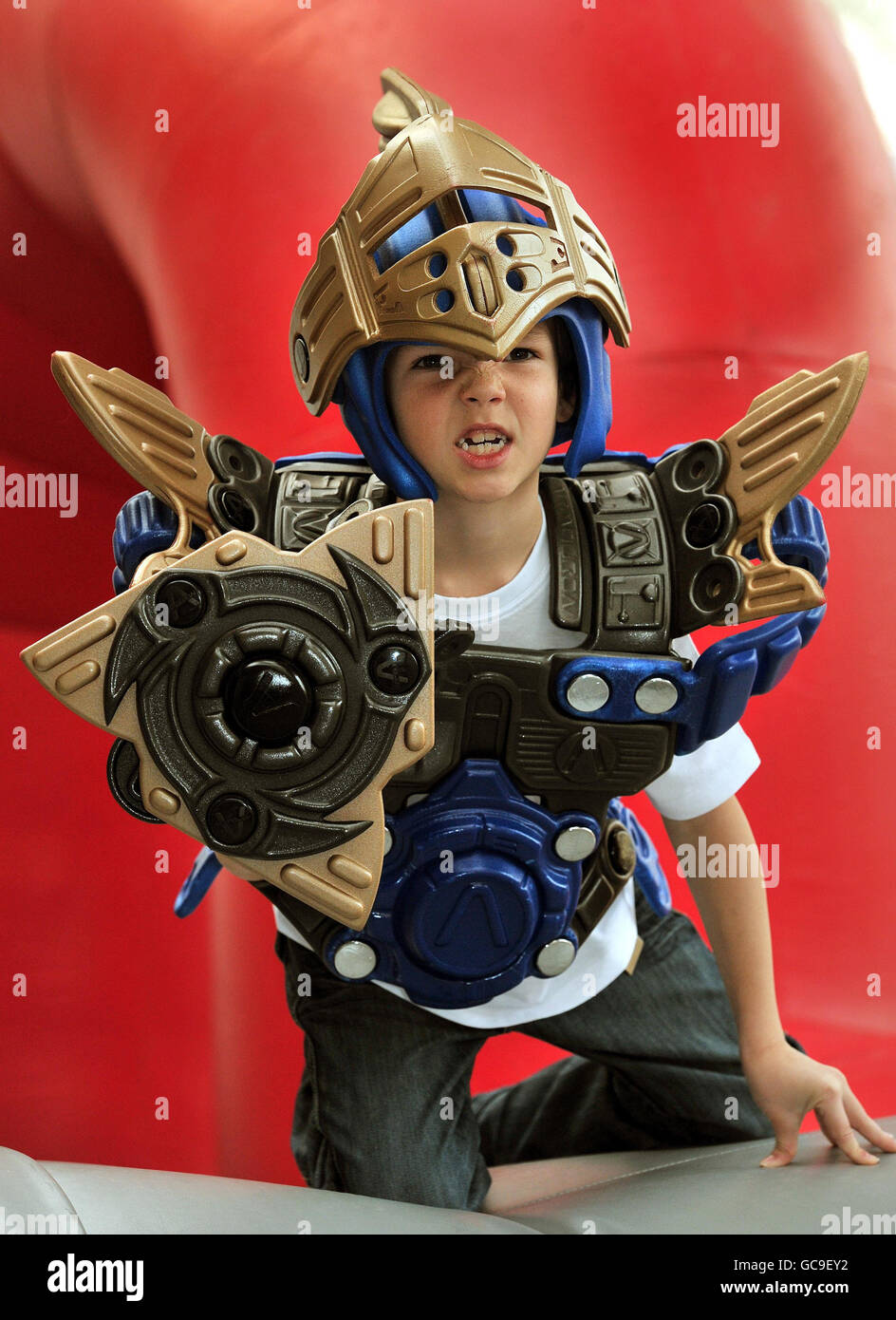Seven-year-old Harvey Barry from Essex dresses up in the plastic Armour ...