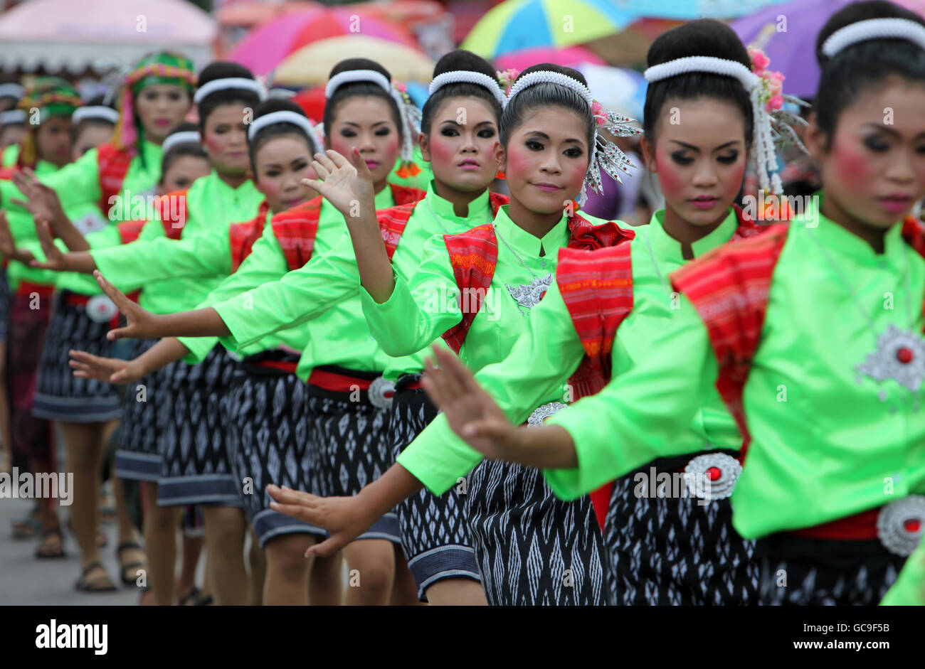 Thai Dance at the Bun Bang Fai Festival or Rocket Festival in the City ...