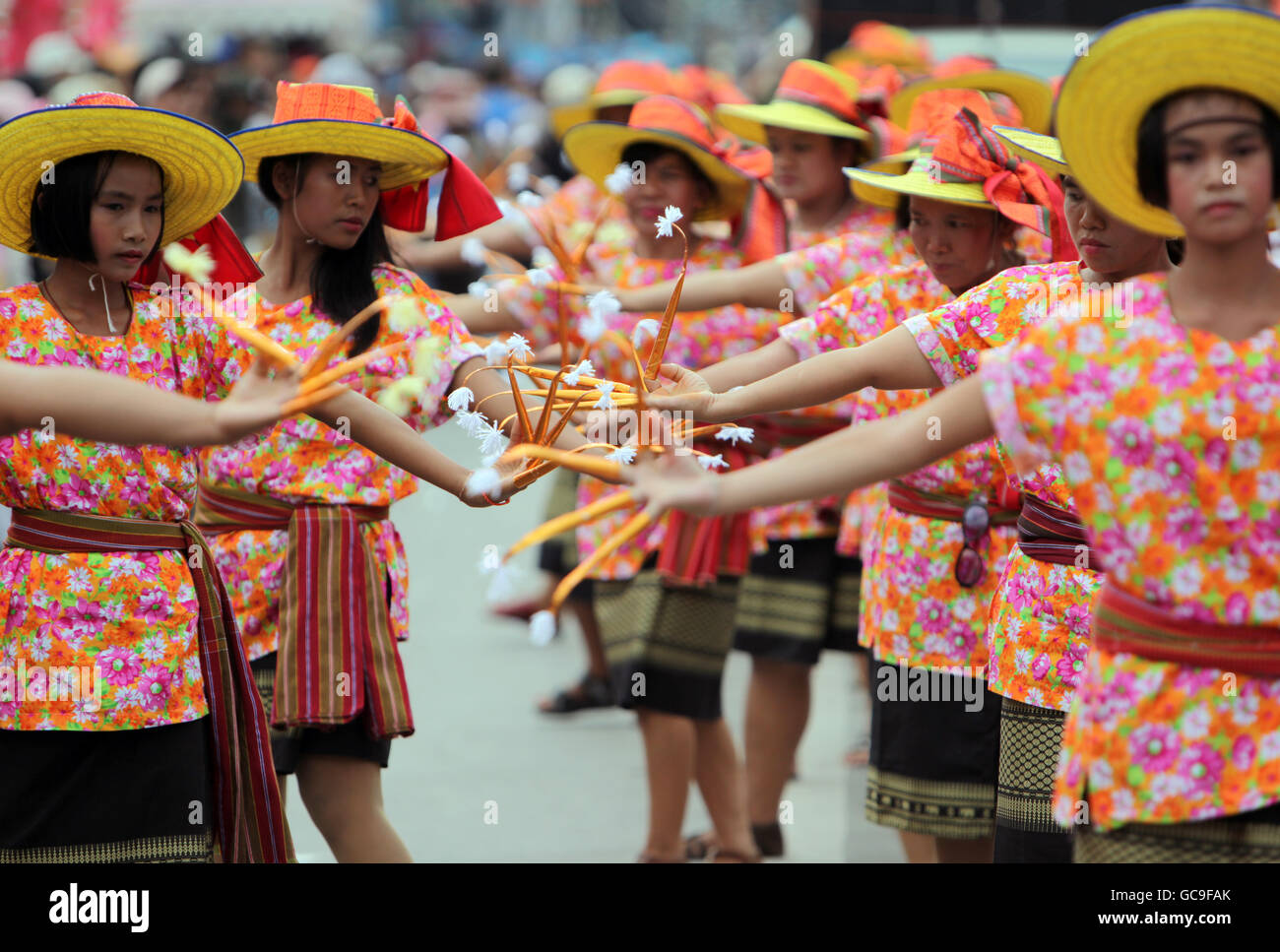 Thai Dance at the Bun Bang Fai Festival or Rocket Festival in the City ...