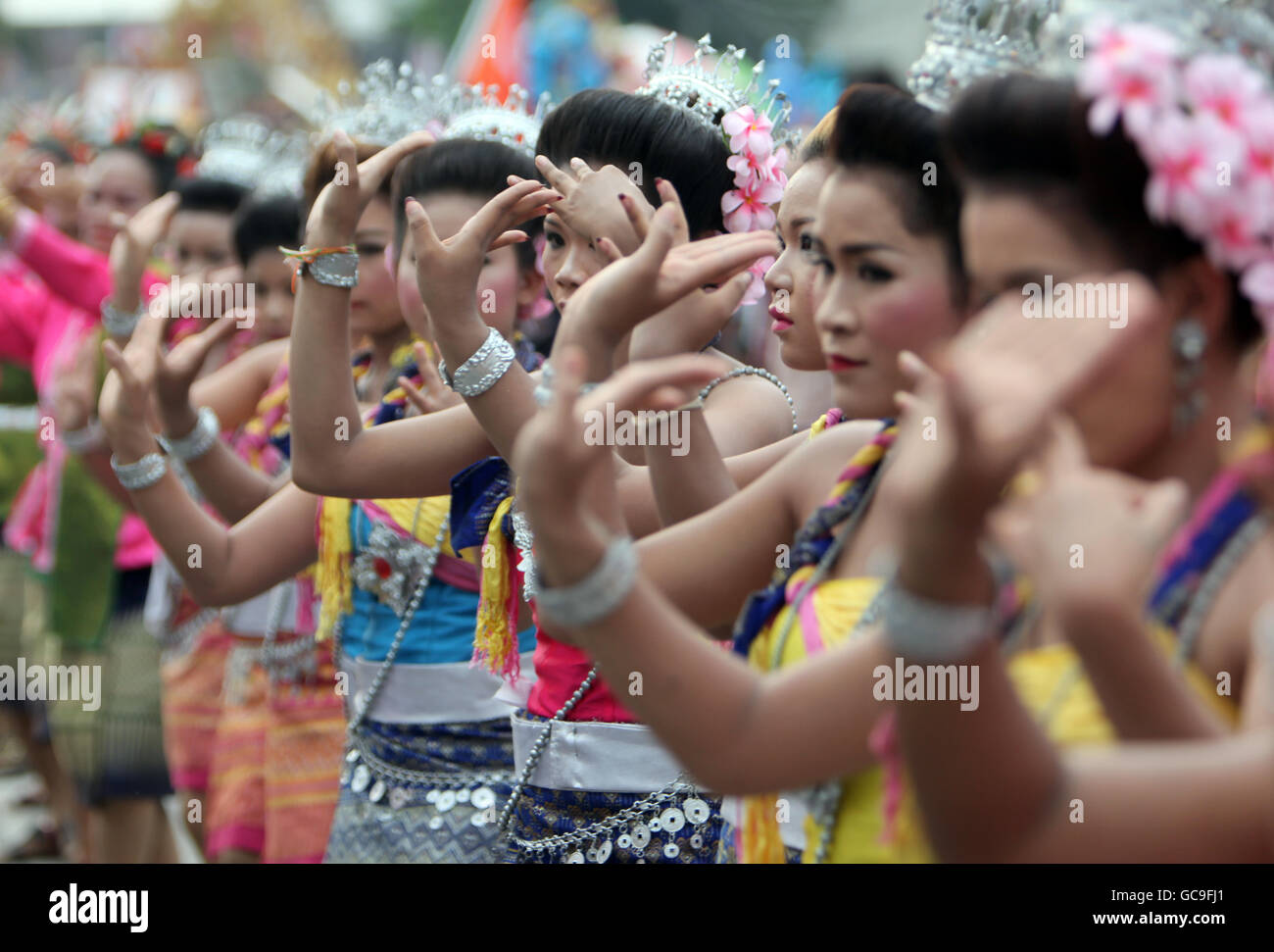 Thai Dance at the Bun Bang Fai Festival or Rocket Festival in the City ...