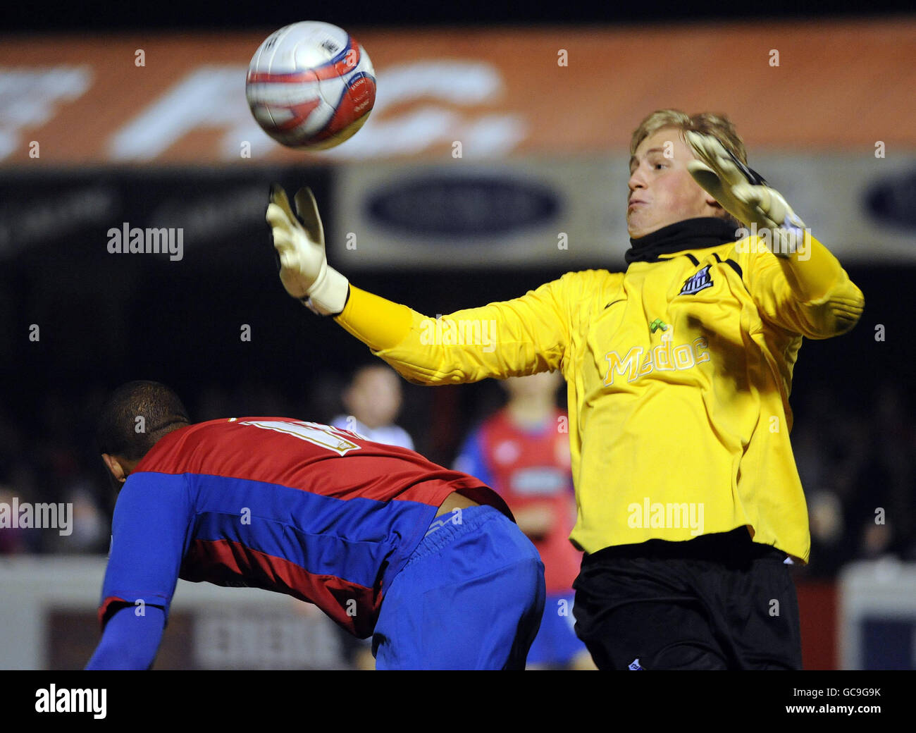 Notts County's goalkeeper Kasper Schmeichel makes a save during the ...