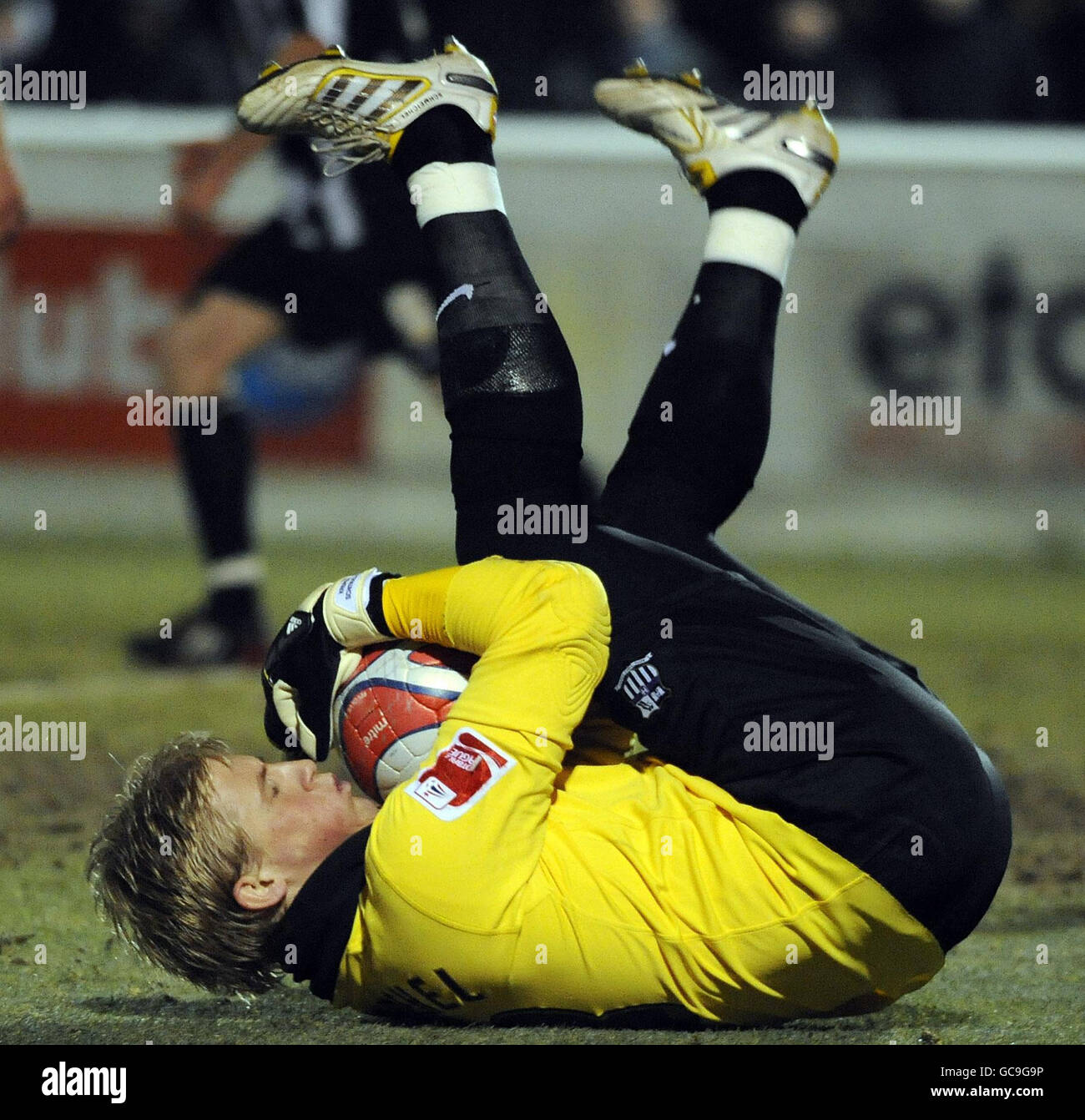 Notts County's goalkeeper Kasper Schmeichel makes a save during the ...