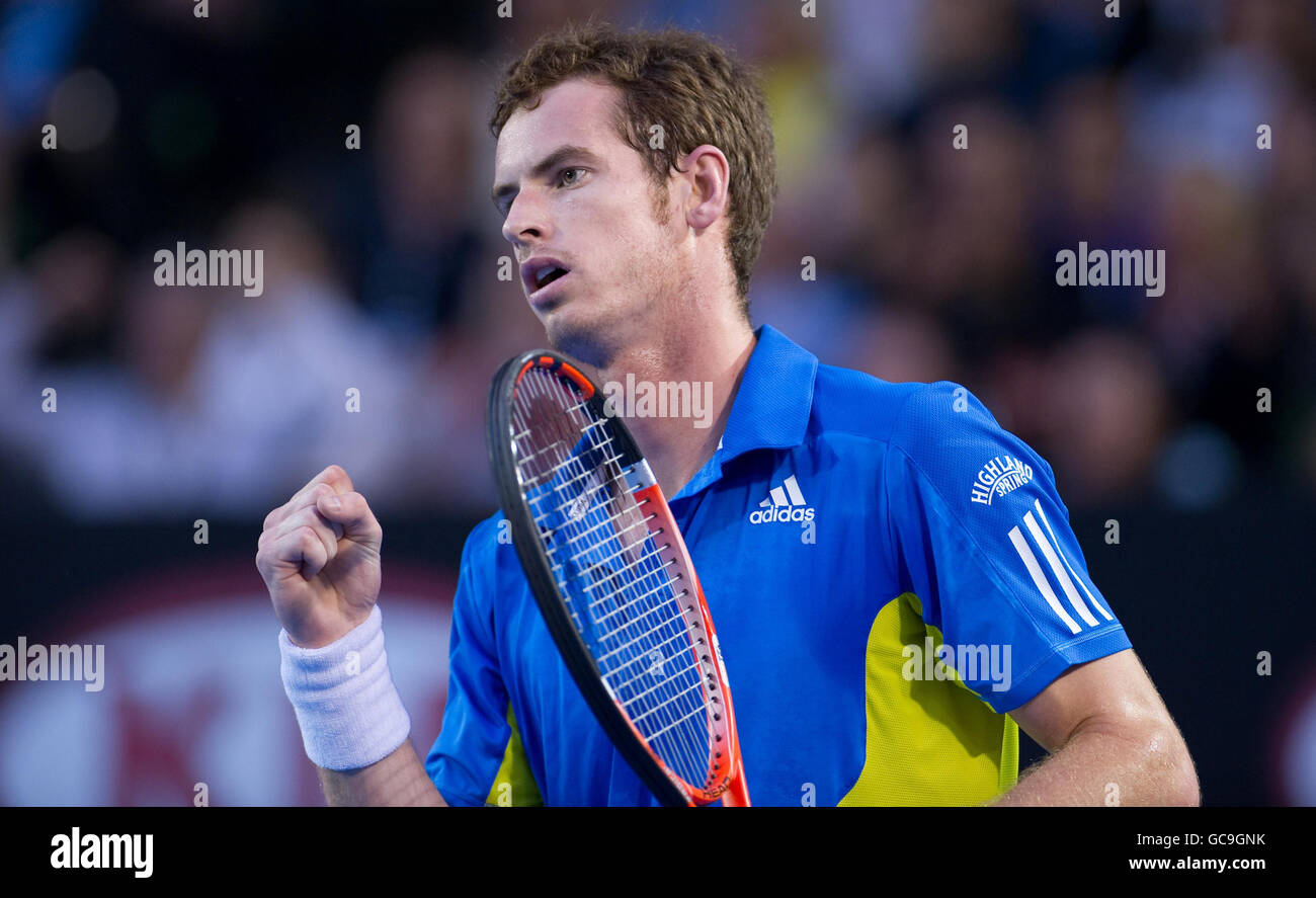 Great Britain's Andy Murray celebrates winning a point in his match ...
