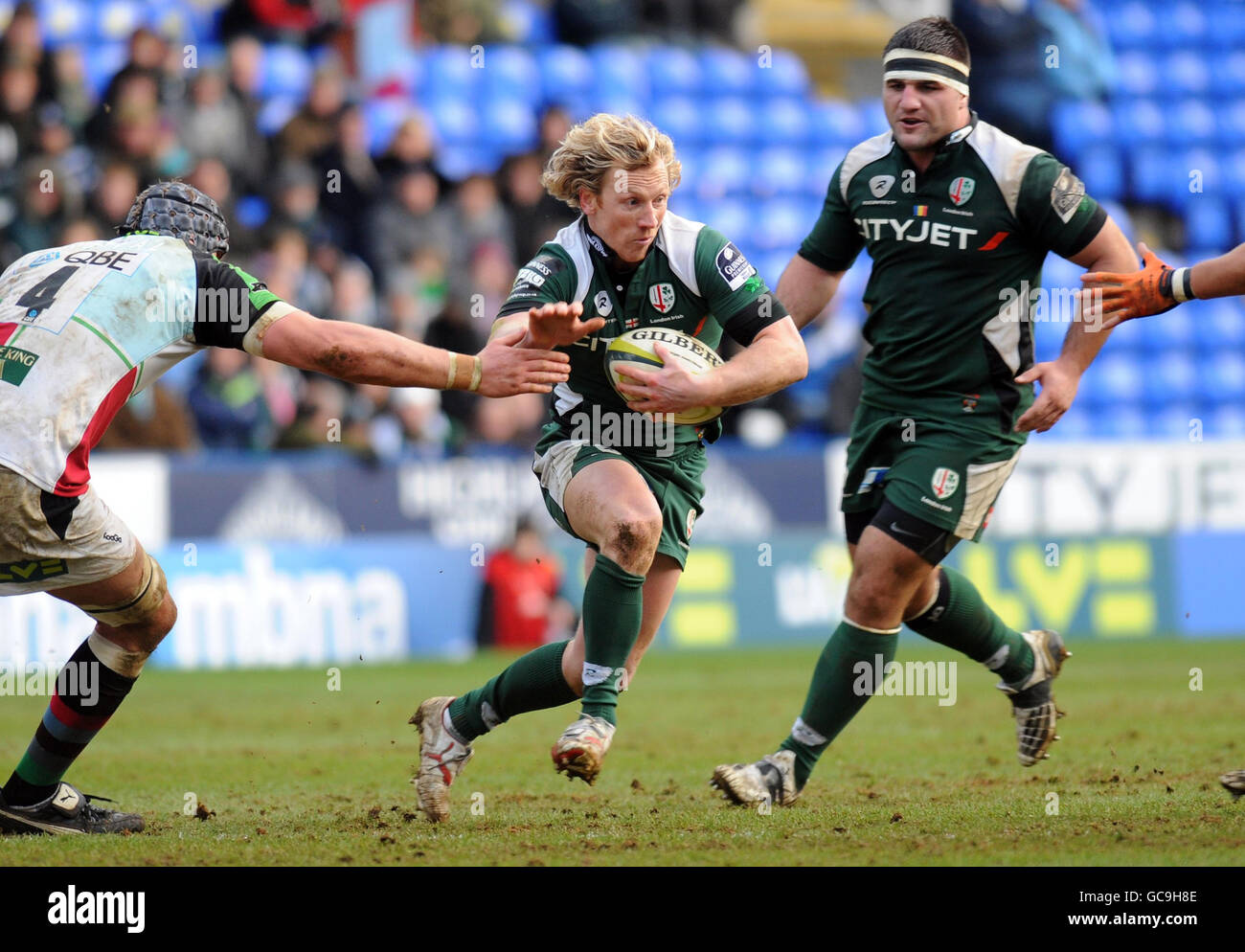 London Irish's Peter Richards evades a tackle during the LV=Cup match ...