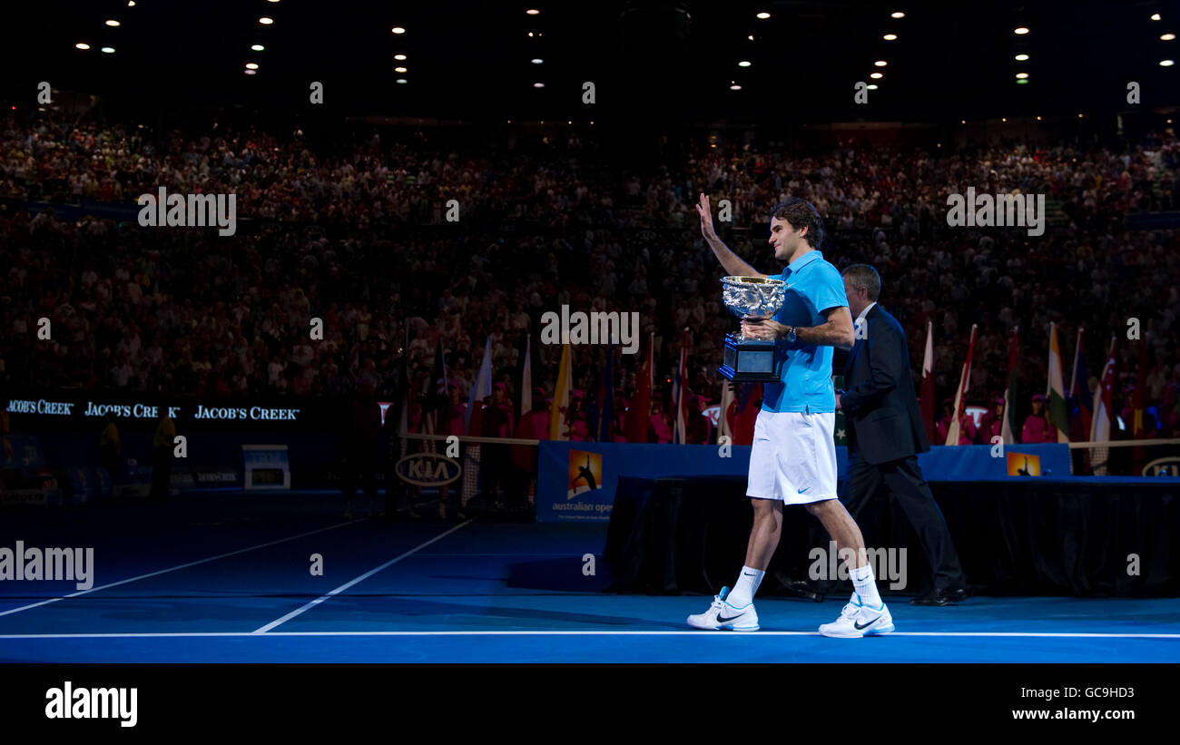 Federer australian open 2010 trophy hi-res stock photography and images ...