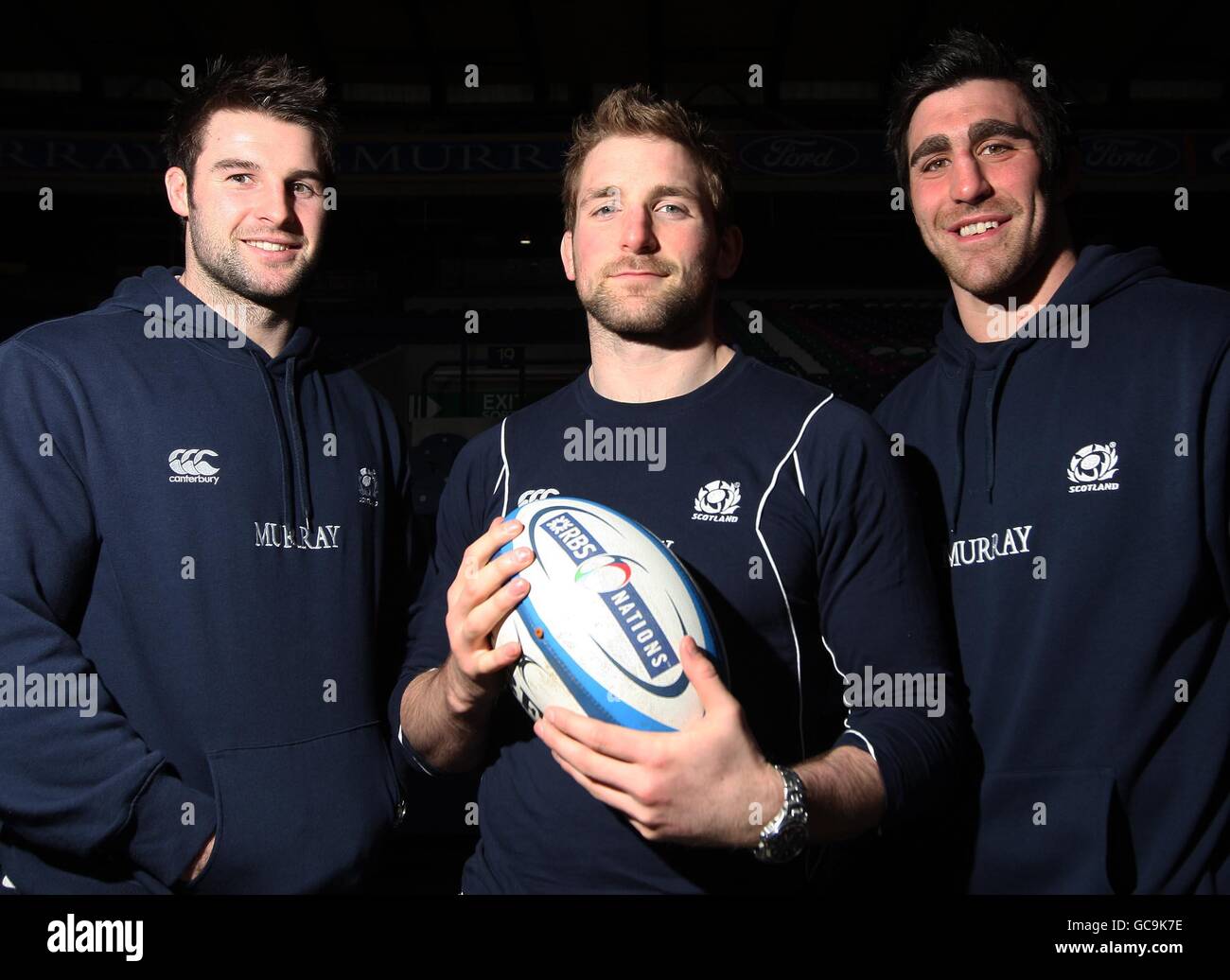 Scotland's Johnnie Beattie, John Barclay and Kelly Brown during a Media ...