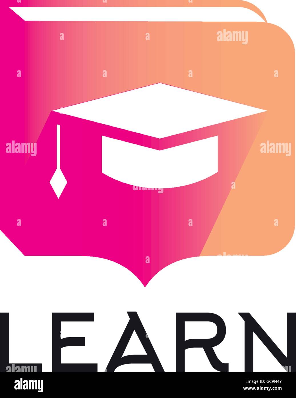 Isolated student hat vector logo. Studying logotype with learn writing ...
