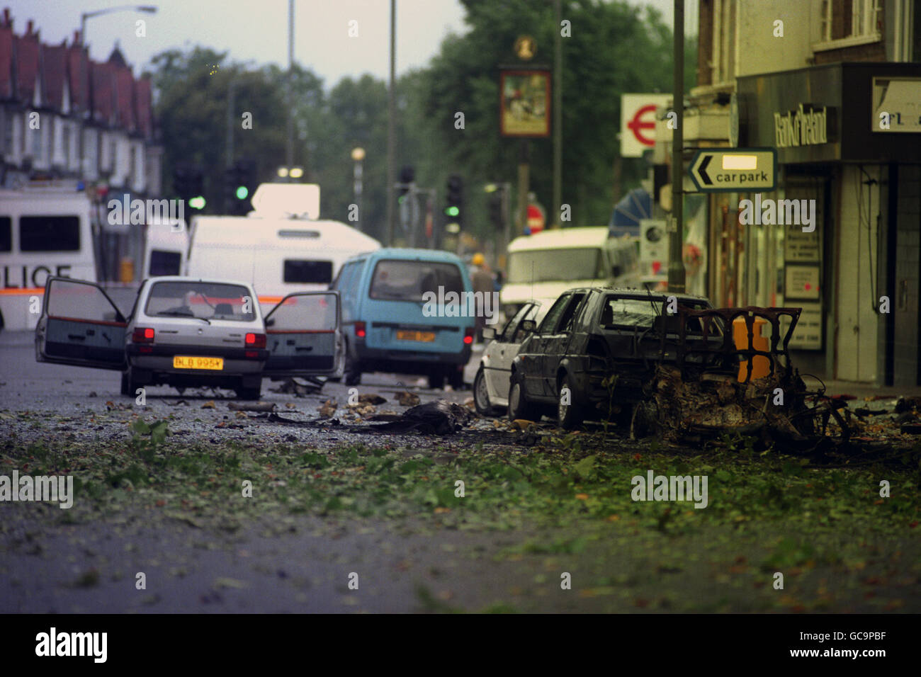 The scene where five people were injured after a car bomb exploded ...