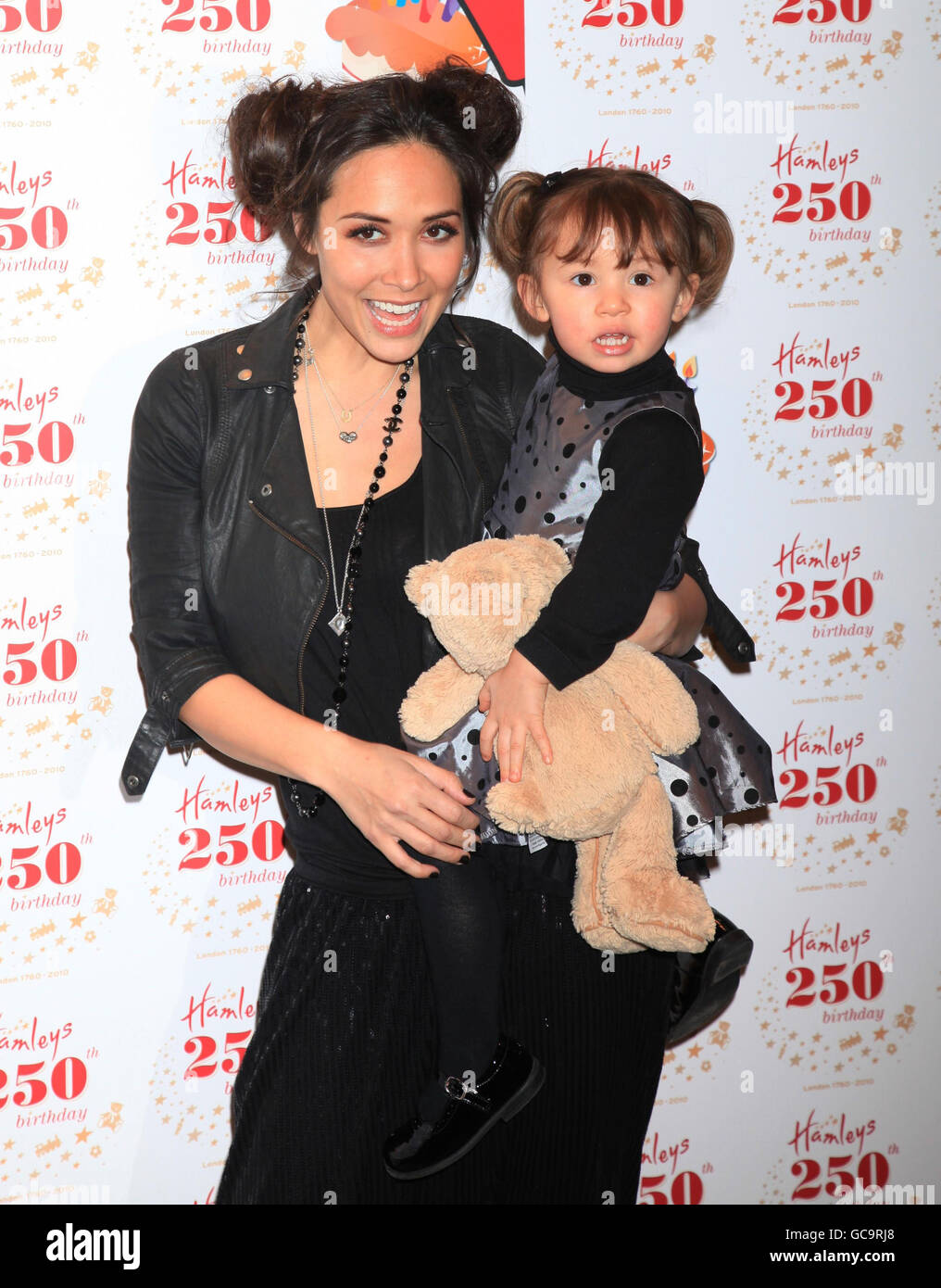 Myleene Klass and her daughter Ava arriving for toy store Hamleys 250th ...