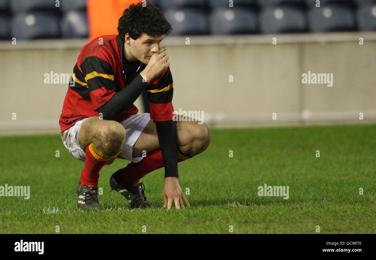 Stewarts Melville's Scott Cook looks dejected after the Brewin Dolphin ...