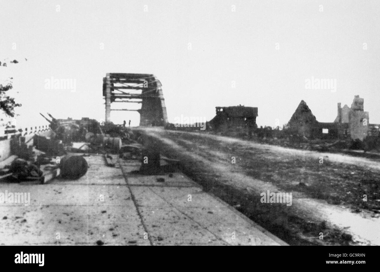 A GERMAN PHOTOGRAPH OF THE "BRIDGE TOO FAR" AT ARNHEM AFTER BRITISH ...