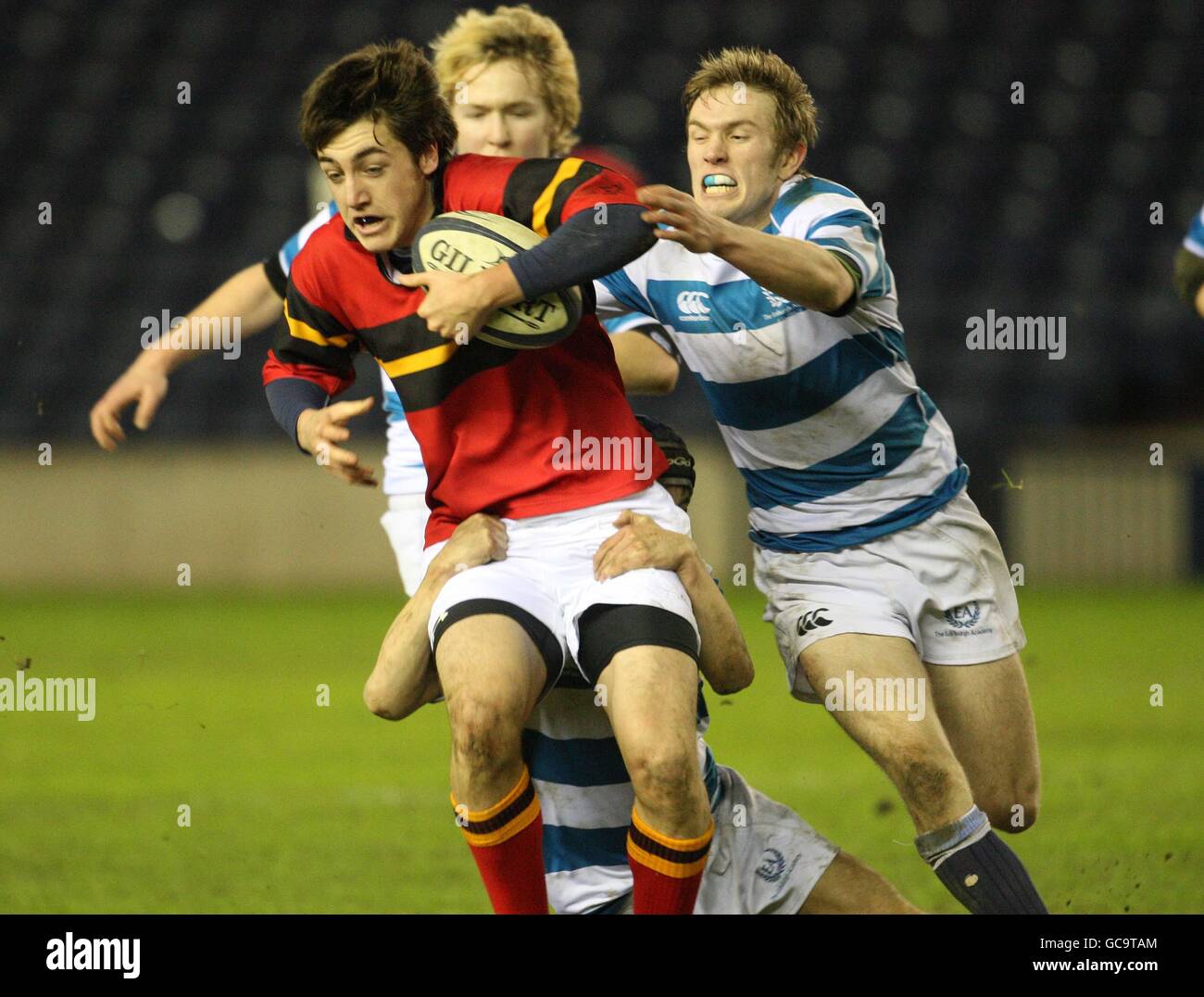 Stewart's-Melville College's Max Batchelor (left) and Edinburgh Academy ...
