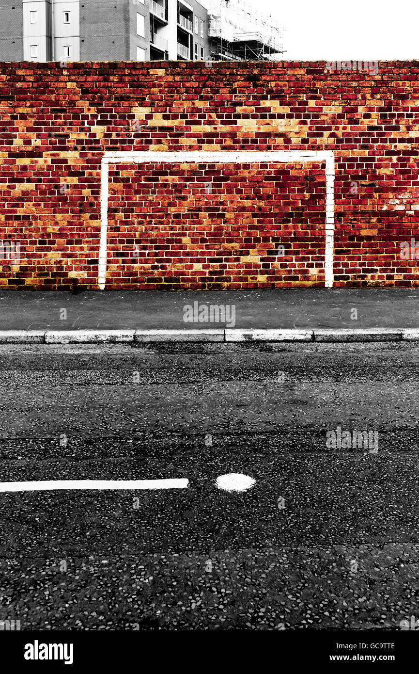 Goal painted on brick wall in Liverpool Stock Photo - Alamy