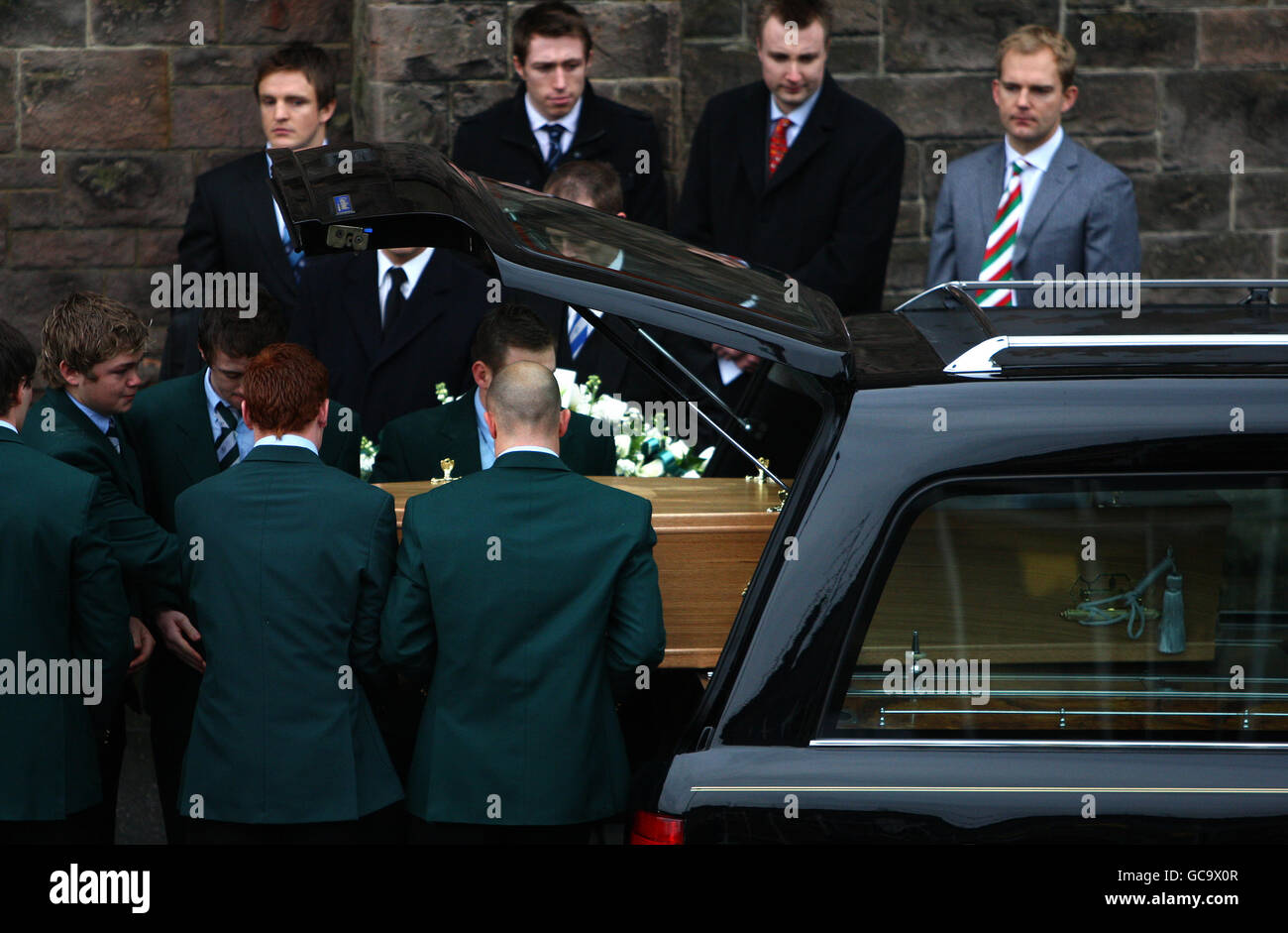 Scottish rugby union international Rory Lawson (back left) watches the ...