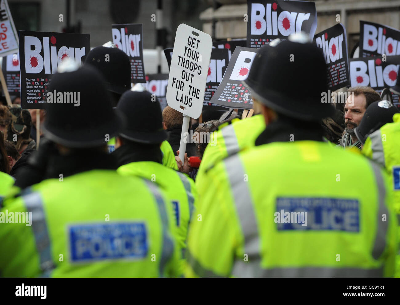 Demonstrators protest outside the Queen Elizabeth Conference Centre in ...