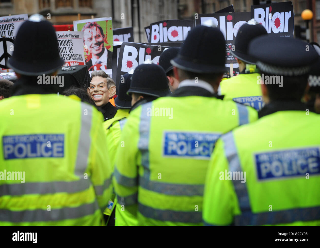 Demonstrators protest outside the Queen Elizabeth Conference Centre in ...