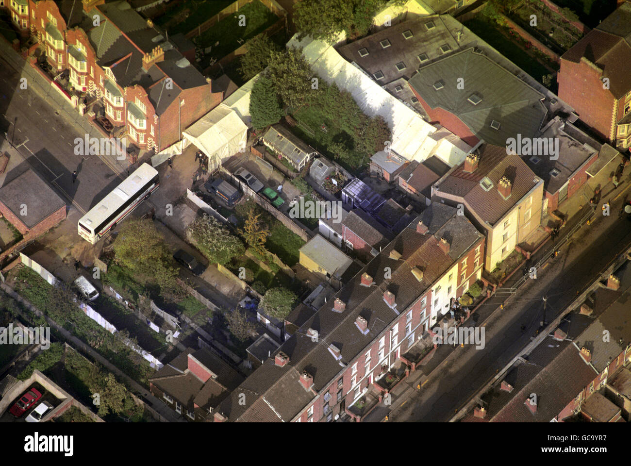 Aerial overhead view showing streets and coach general view hi-res ...